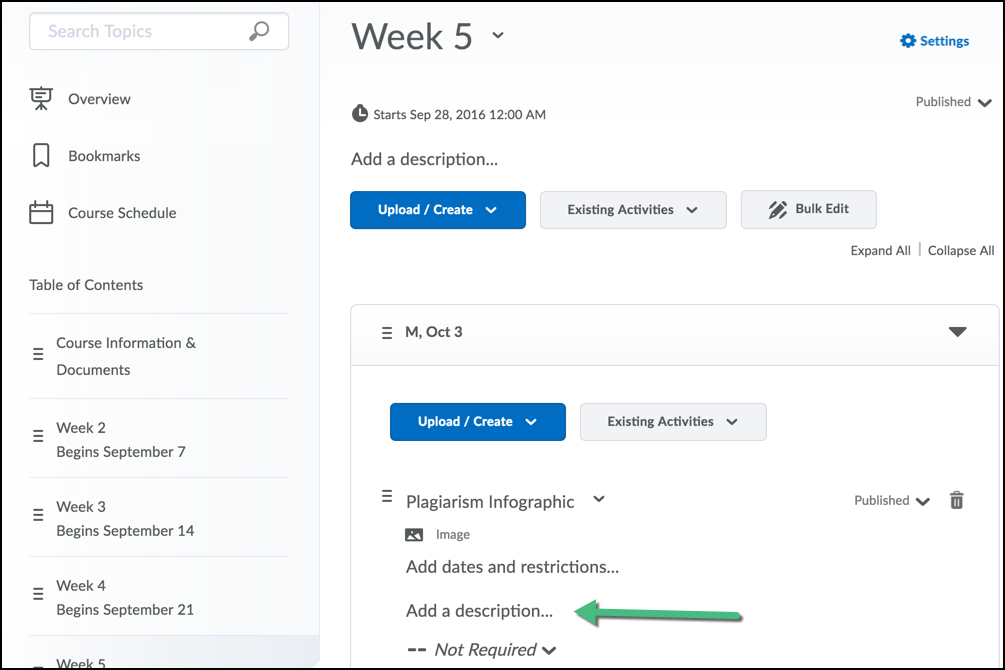 Add Descriptions to Modules and Topics | Content | Tools | Desire2Learn ...